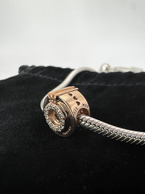 RETIRED Authentic Pandora Rose Gold Open Center Pave Crown Charm ...