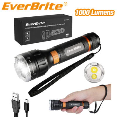 EverBrite 1000 Lumens LED Rechargeable Flashlight Aluminum Flashlight 4 ...