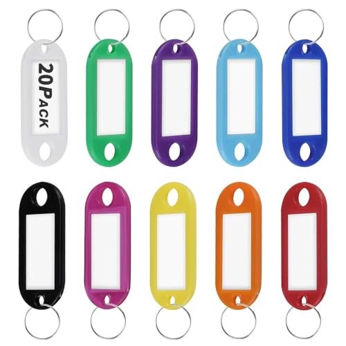 Key Tags, 20 Pack Plastic Key Tags with Labels for Identification ...