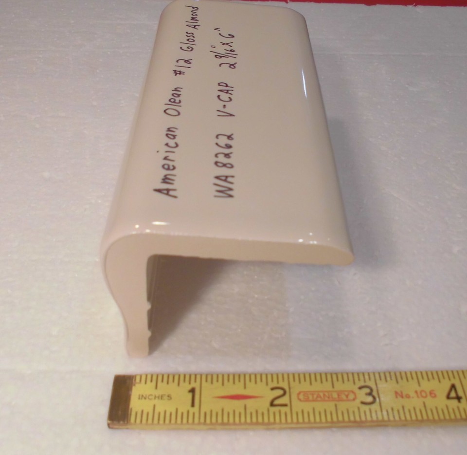 1 pc. Almond: V Cap Ceramic Trim Tile: Counter-Top Edging, American ...