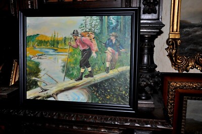 wonderful Outdoor Hunting Sene , oil on canvas laid on board | eBay
