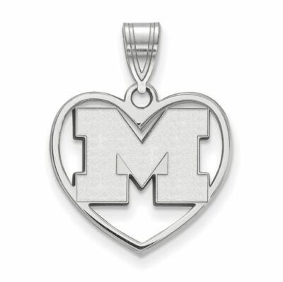 SS Univ of Michigan Letter M Heart Pendant | eBay