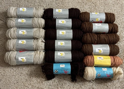 Lot Of 17 Yarn Skeins Shades Of Brown Venture Ultra Brand Acrylic 3 oz ...