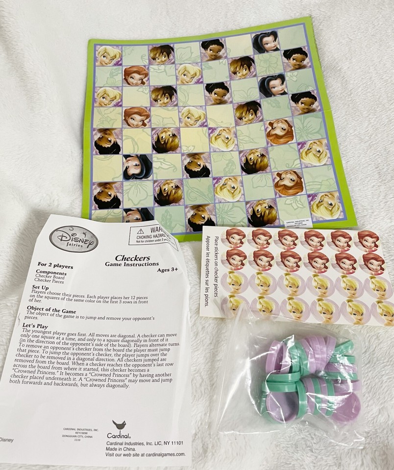 Disney Fairies Tinker Bell Puzzle, Card Game, Checkers and Tattoos, Lot ...