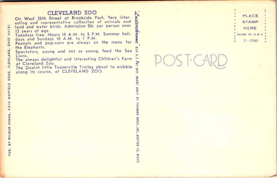 Chrome Postcard Banner Cleveland Ohio Zoo Toonville Trolley Elephants ...