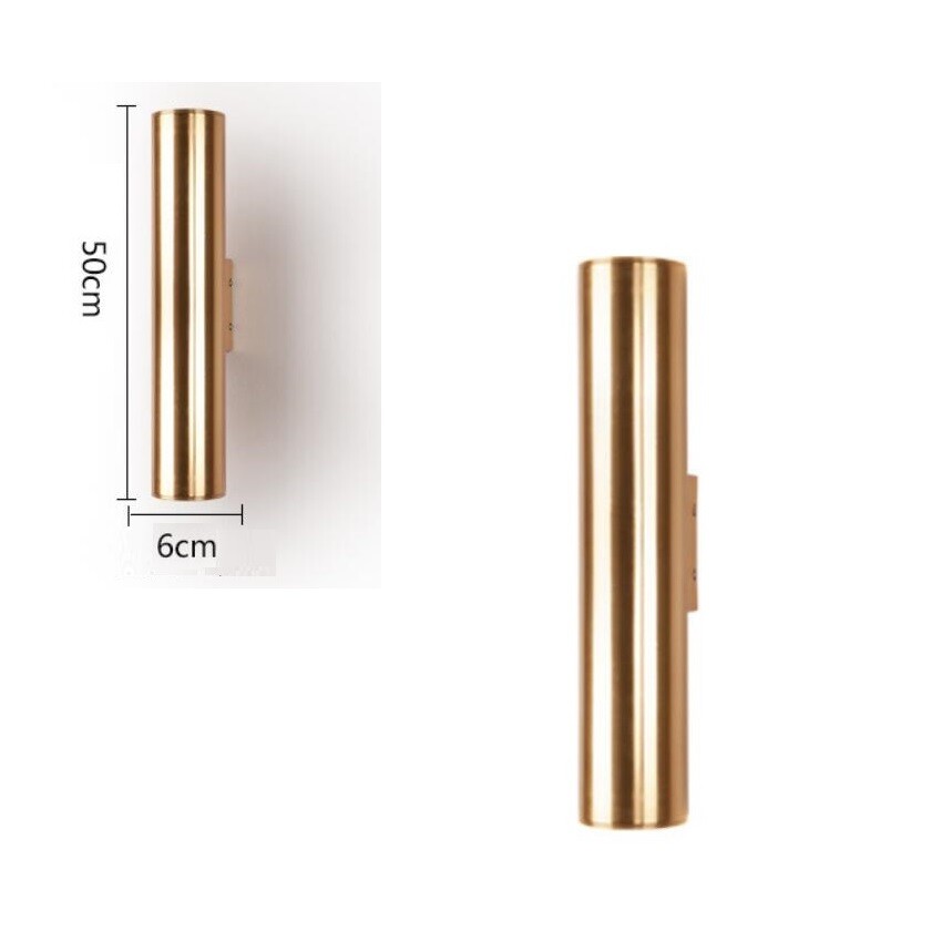 Golden LED Wall Lamp - cylinder Bedside Light - Hallway Bedroom ...