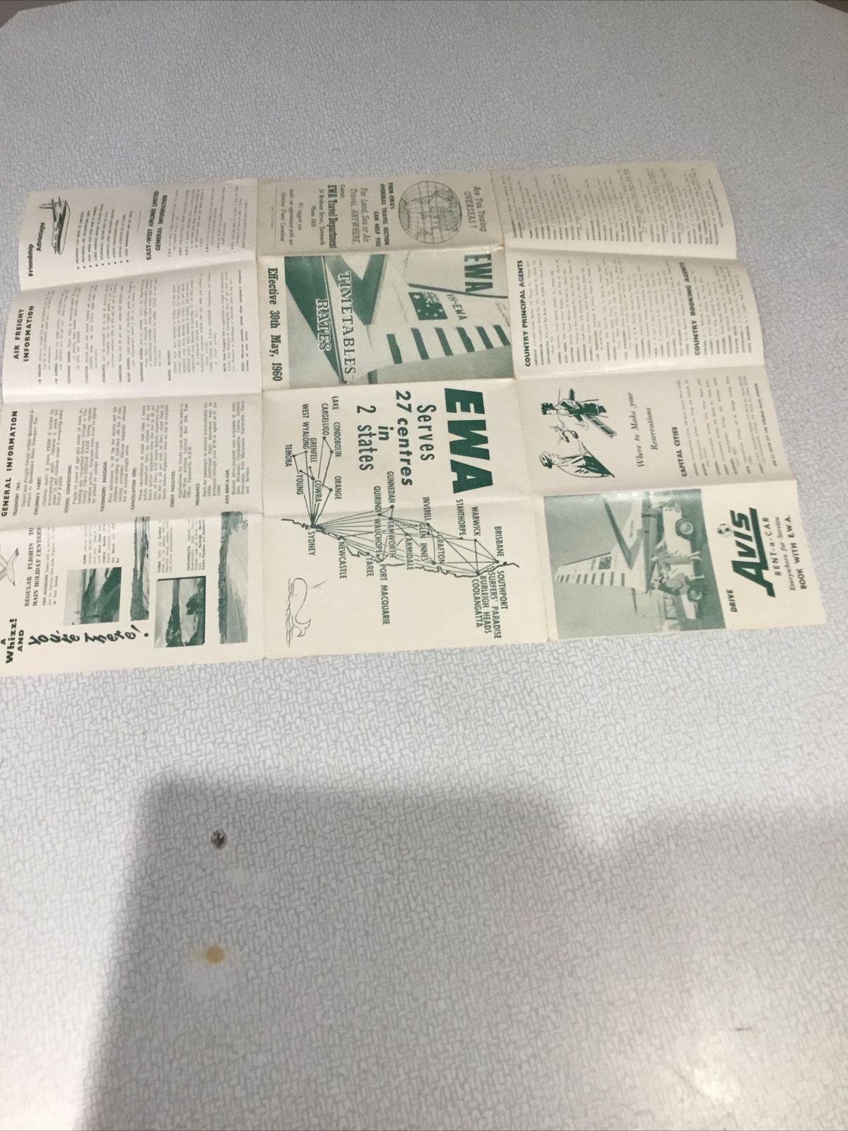 EWA.timetables Rates effective 30th May,1960 .EAST-WEST Airlines | eBay
