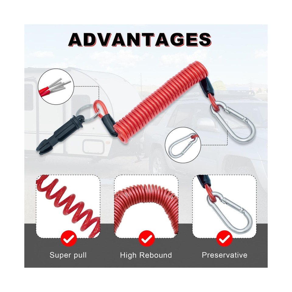 2pcs Trailer Breakaway Cable,6ft Trailer Emergency Brake Cable,Rv ...