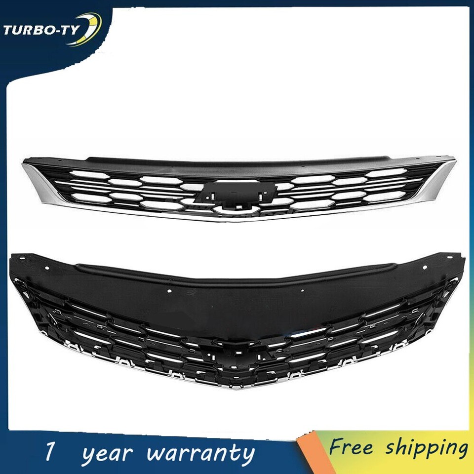 Front Bumper Cover & Front Upper and Lower Grille Grill For Chevy Cruze ...