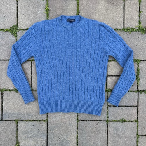 Brooks Brothers Cable Knit Sweater English Lambswool Cornflower Blue ...