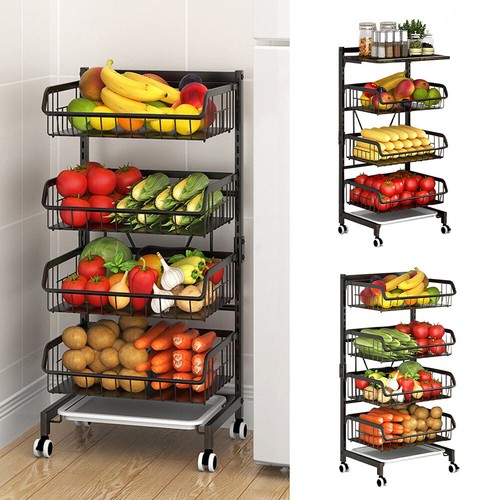 Kitchen Vegetable Trolley Storage Basket Shelf Fruit Holder Rack ...