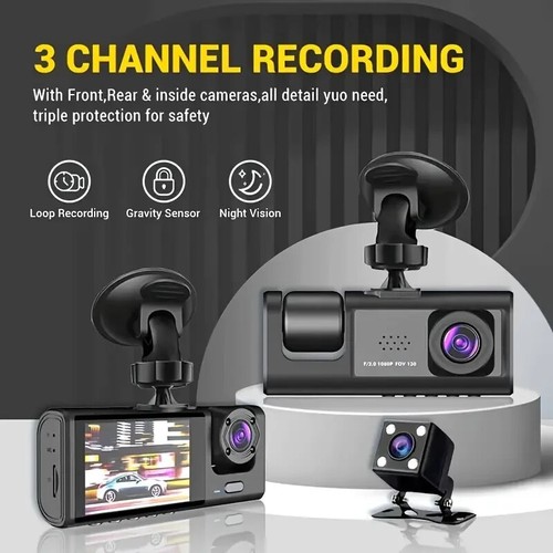 Vavupo 3 Channel Dashcam Black Box Traffic Recorder | eBay UK