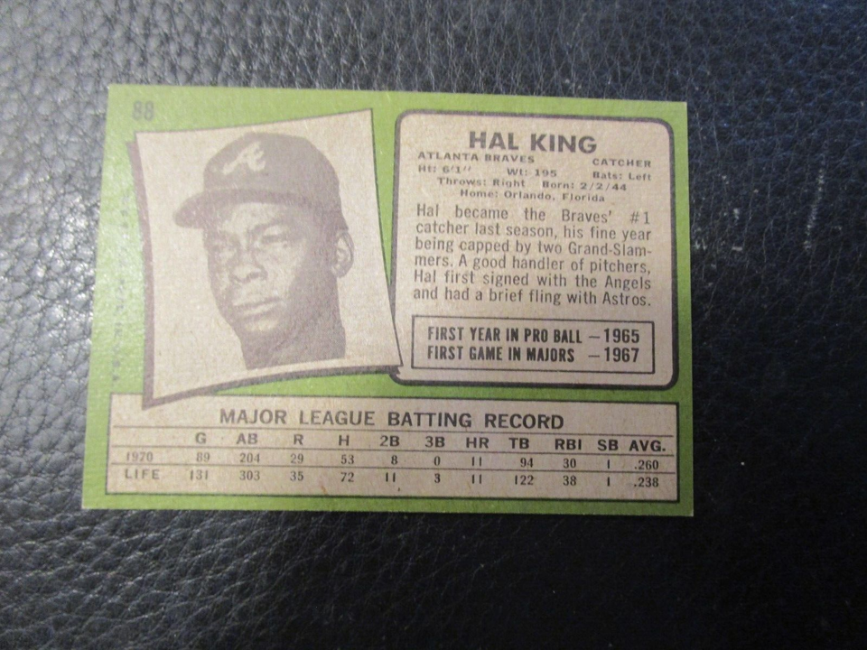 1971 TOPPS CARD#88 HAL KING BRAVES EXMT | eBay