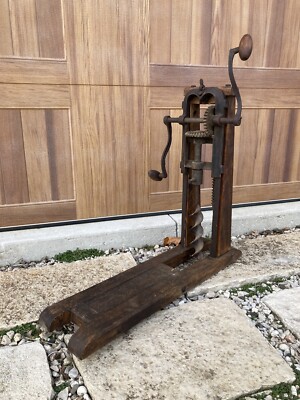 Antique Barn Beam Timber Frame Auger Drill Hand Crank Wood Cast Iron ...