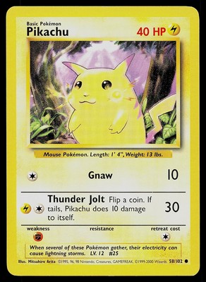 Pokemon Card - Pikachu Base Set UK 4th Print 1999-2000 58/102 Common | eBay