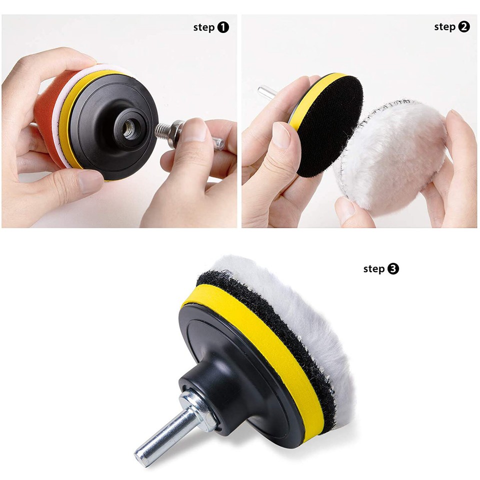 1X(24Pcs 3-in Polishing Pad Kit Sponge Buffing Pads for Car Foam Drill ...