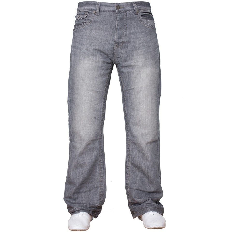 APT Mens Bootcut Jeans Wide Leg Flared Denim Trouser Casual Work Pants ...
