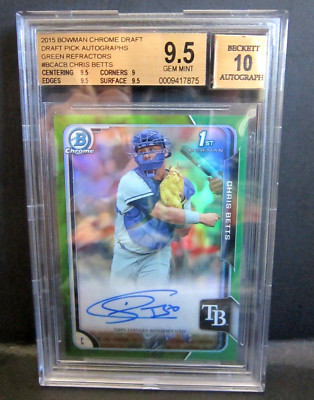 Chris Betts 2015 Bowman Chrome Draft Green REF#93/99 Rookie Auto BGS10 ...