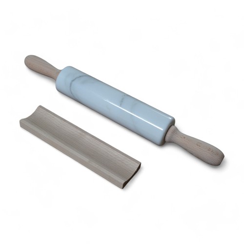 Rolling Pin IN Marble White Carrara with Base Wooden Italian White ...
