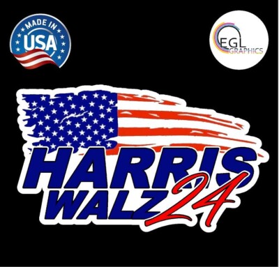 KAMALA HARRIS WALZ Flag 2024 President Vinyl Decal Sticker USA Democrat ...