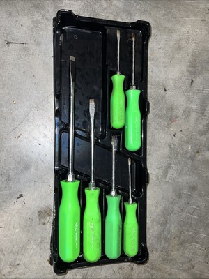 MAC Tools PKRB8AG Etc 6PC Screwdriver Set Green Handle W Tray TT732 | eBay