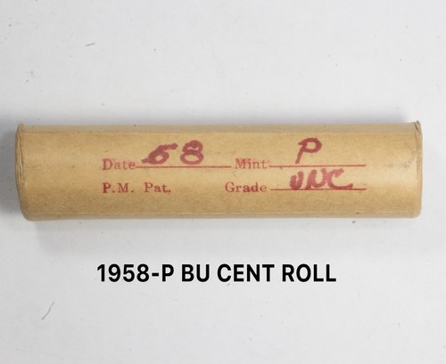 1958-P Lincoln Wheat Cent Penny Roll GEM RED Uncirculated in Old FOIL ...