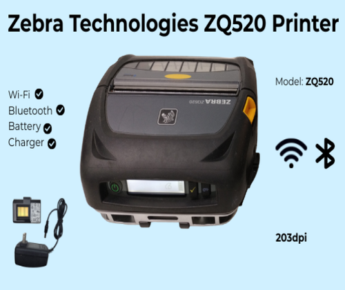 Zebra ZQ520 ZQ52-AUN0100-00 Mobile Wi-Fi Direct Thermal Bluetooth Label ...