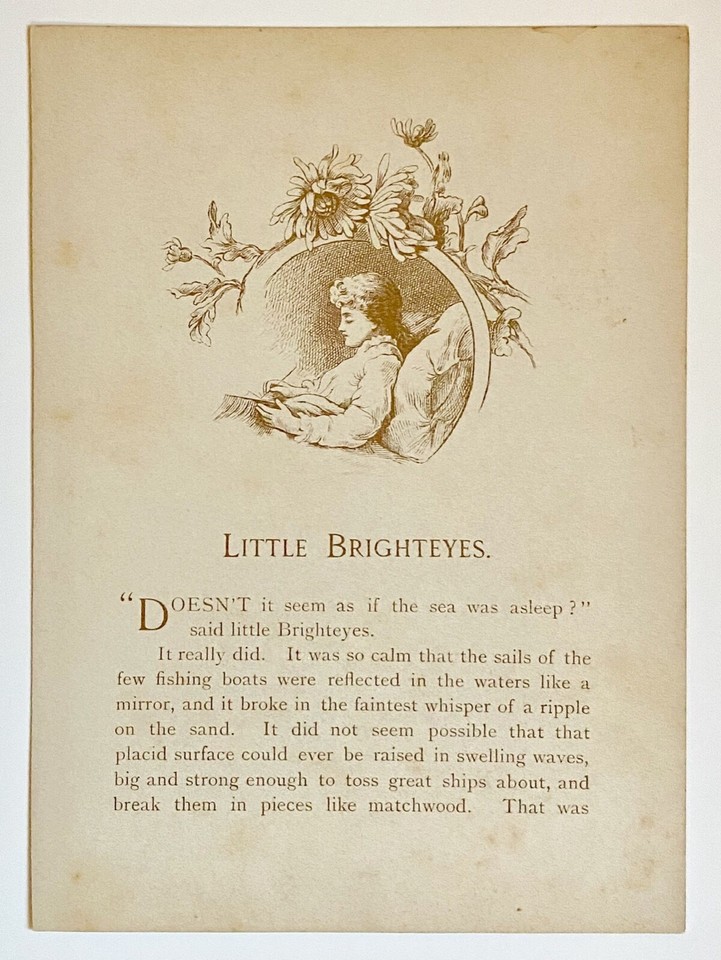 Victorian Bookplate Lithograph ~ Flowers We Bring Meta Grimball Girls ...