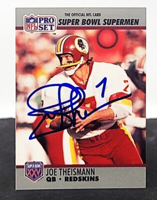 JOE THEISMANN Signed 1990 Pro Set Superbowl Supermen Card #133 Redskins ...