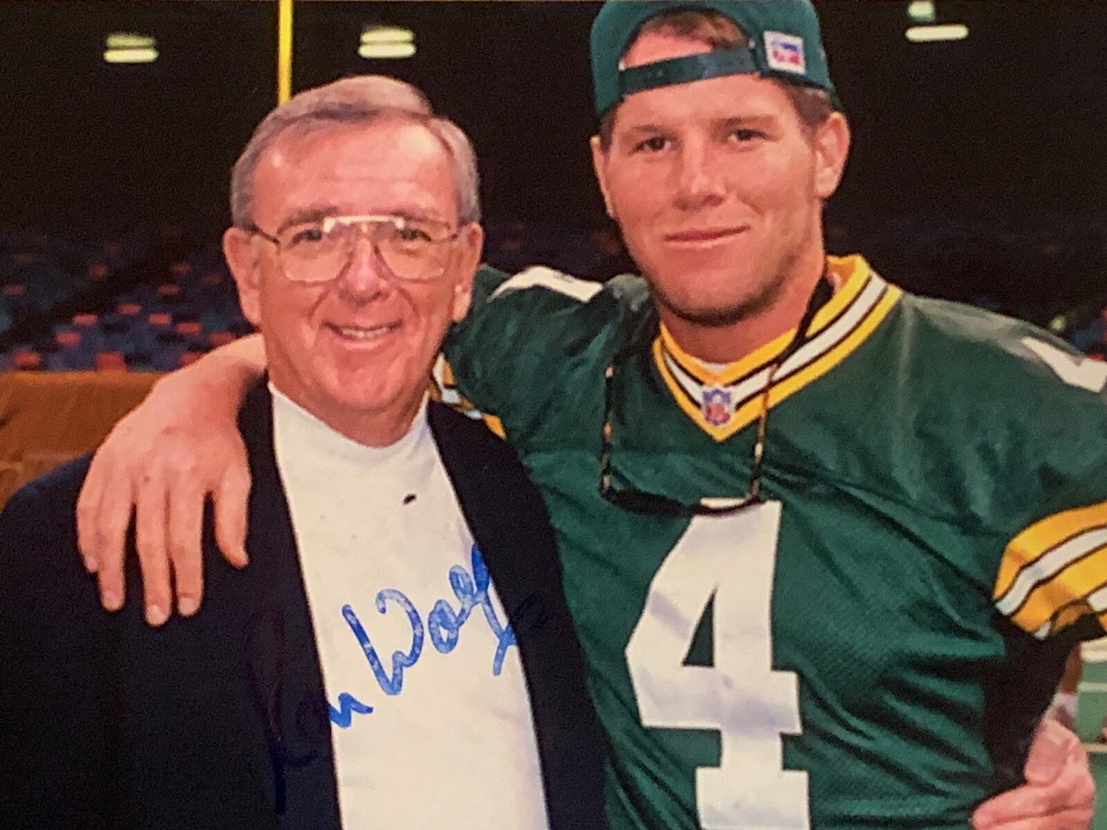 RON WOLF GREEN BAY PACKERS SIGNED AUTOGRAPHED 4x6 WITH BRETT FAVRE HOF ...