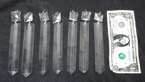 7 LARGE Triangular Two Tier COLONIAL STYLE 6" Long PRISMS For Lustres ...