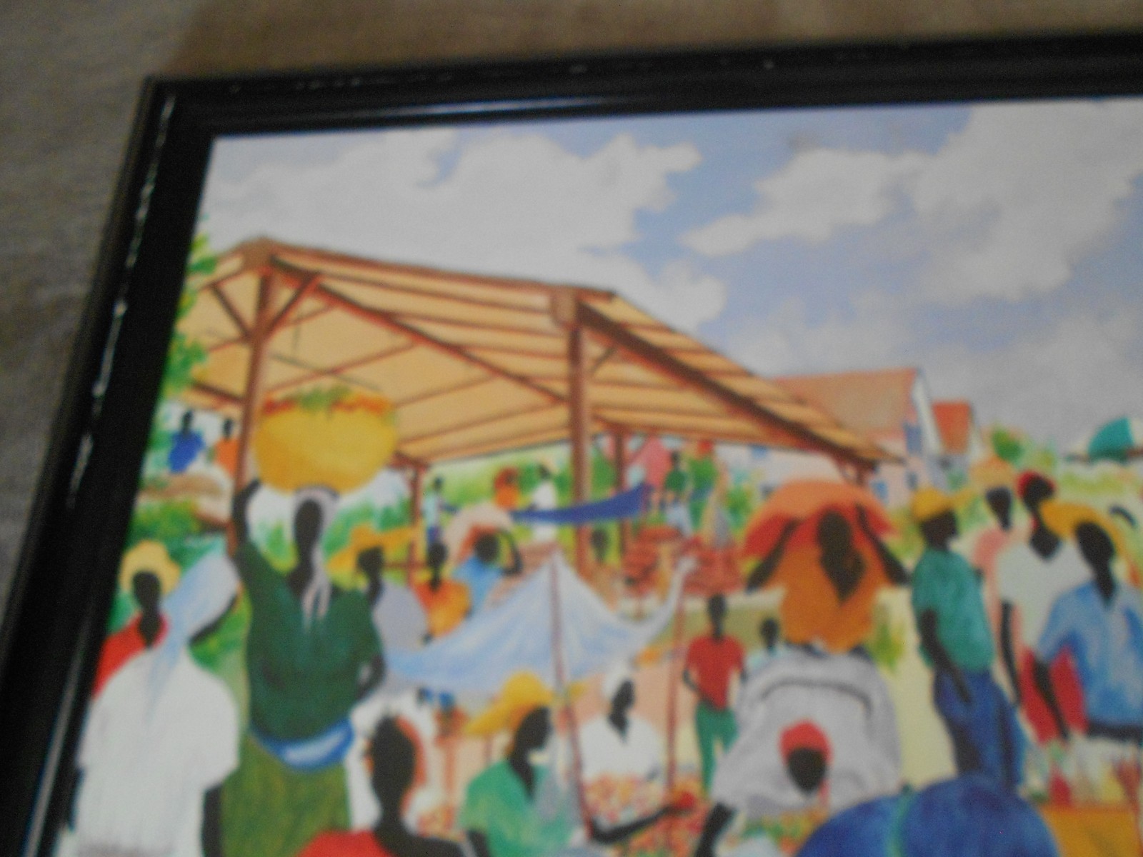 ***HAROLD RIGAUD*** '97 LITHO ON CANVAS "MARKET PLACE" 24"W X 20" SIP ...
