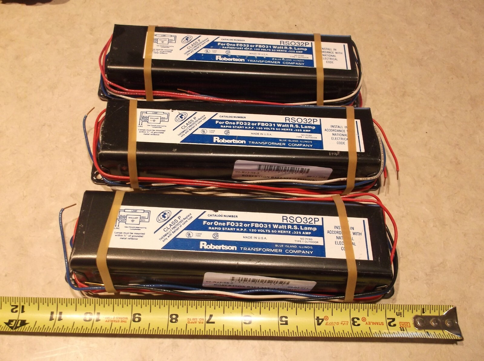 LOT OF 3 ROBERTSON TRANSFORMER COMPANY RSO32P ELECTRONIC BALLAST 120V ...