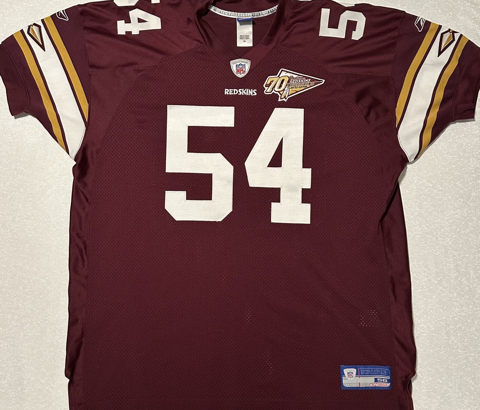Authentic Reebok Washington Redskins 70th Anniversary Jeremiah Trotter ...