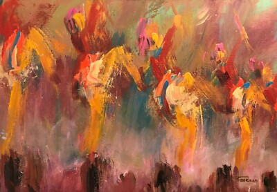 ORIGINAL LEON GOODMAN "Paris Bluebell Girls" Dancing girl cabaret OIL ...