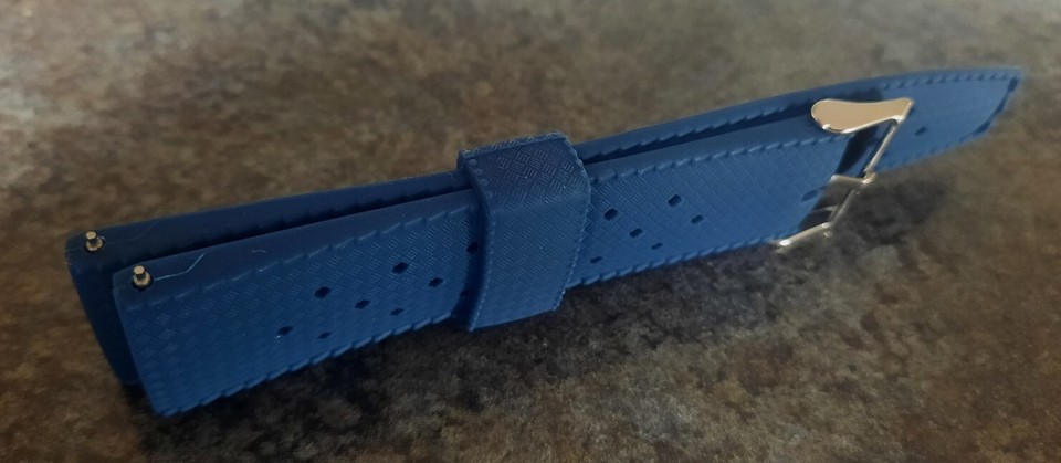 Blue FKM Rubber Watch Strap 22mm Premium Tropical + Quick Release ...