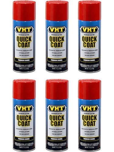 6 x VHT Quick Coat Acrylic Enamel High Performance Paint Fire Red SP501 ...