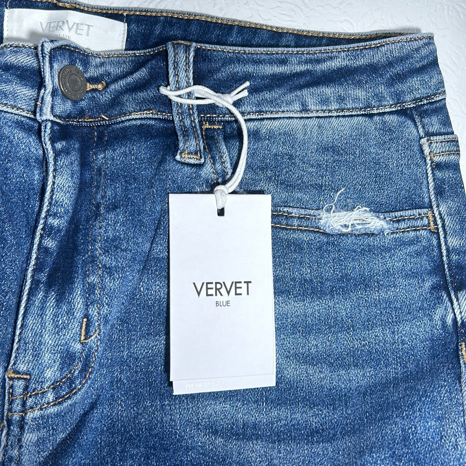 Vervet Blue Blue Alison Mid Rise Distressed Denim Flared Jeans Size 30 ...