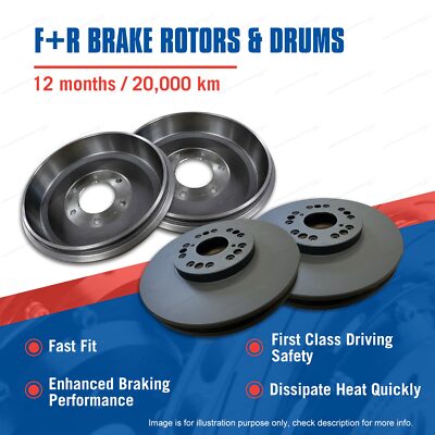Front + Rear Brake Rotors Drums for Toyota Starlet EP91 Rear Non-ABS ...