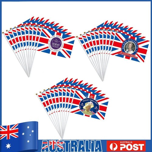Small Flag 10pcs Queens British Flag Handheld Stick Union Jack Flags | eBay
