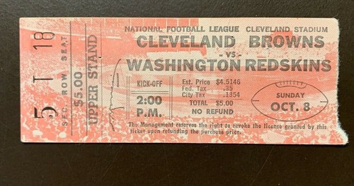 Cleveland Browns 1961 ORIGINAL NFL ticket vs Washington Redskins | eBay