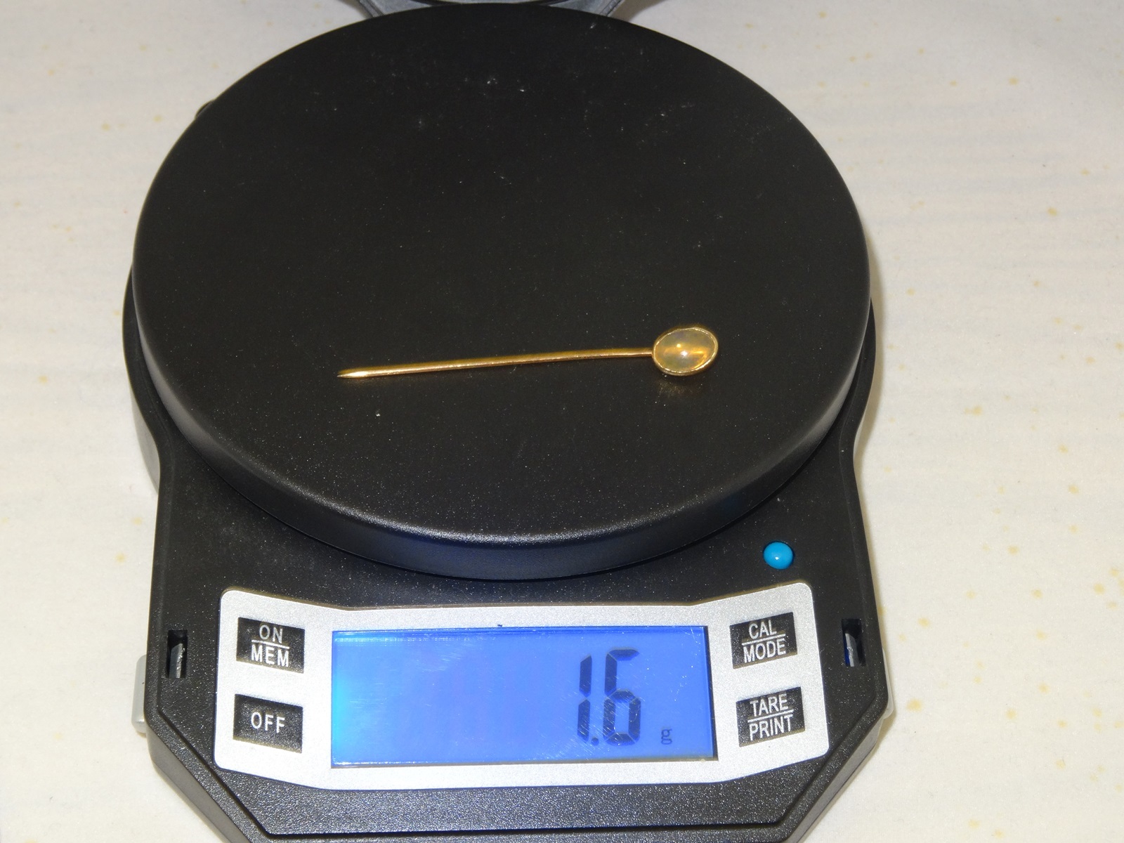 RARE VICTORIAN SOLID 14K GOLD w/ NATURAL CABOCHON AGATE SCARF STICK PIN ...