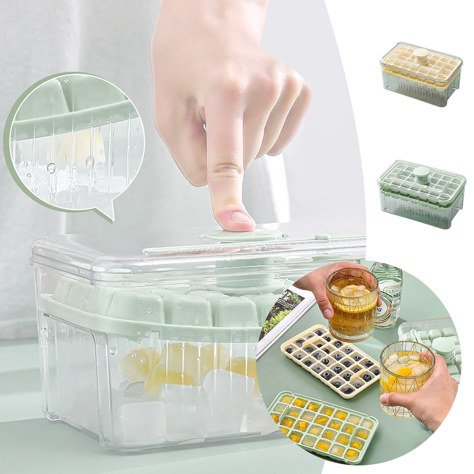 Ice Cube Tray With Lid And Trash Container 56 Pieces Mini Ice Tray For ...