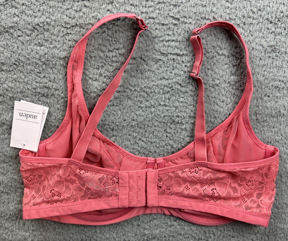 Auden Womens 38D Coral Lace Unlined Underwire Balconette Bra | eBay