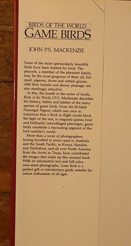 GAME BIRDS (BIRDS OF THE WORLD) By John P. S. Mackenzie - Hardcover G ...