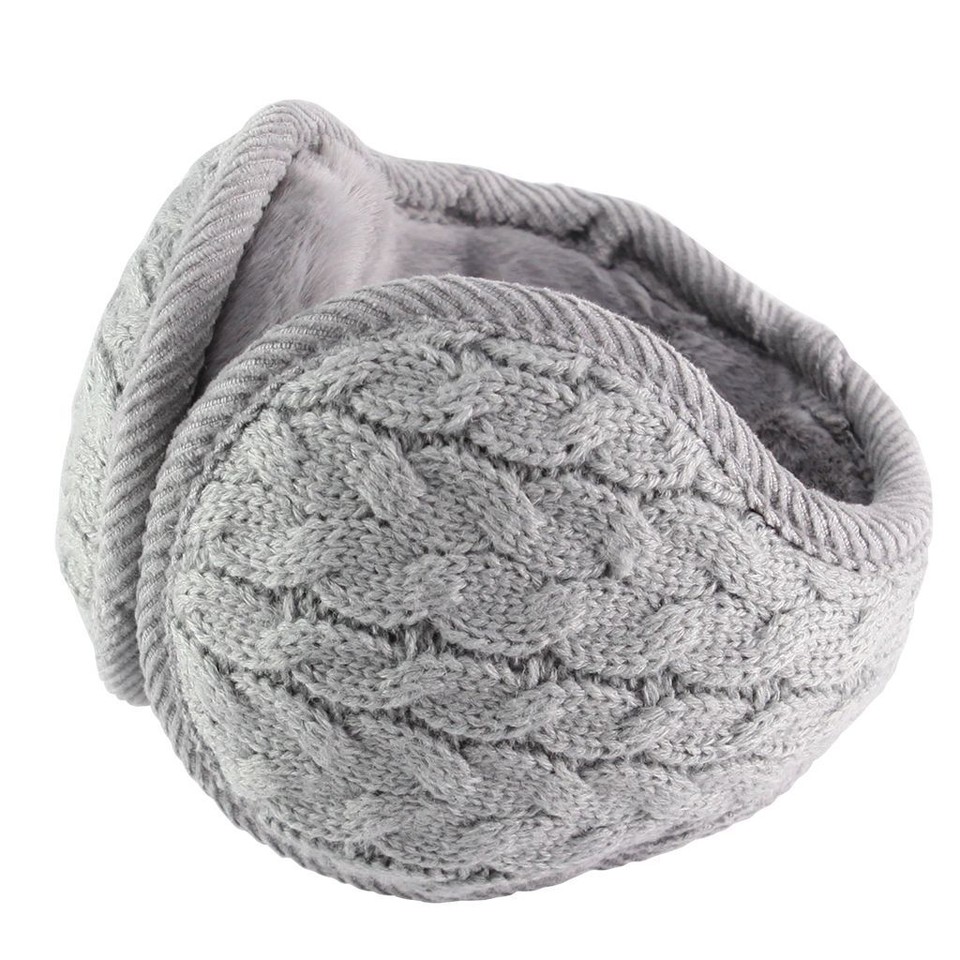 Mens Womens Ear Fleece Muffs Winter Ear Warmers Knitted Wrap Around ...