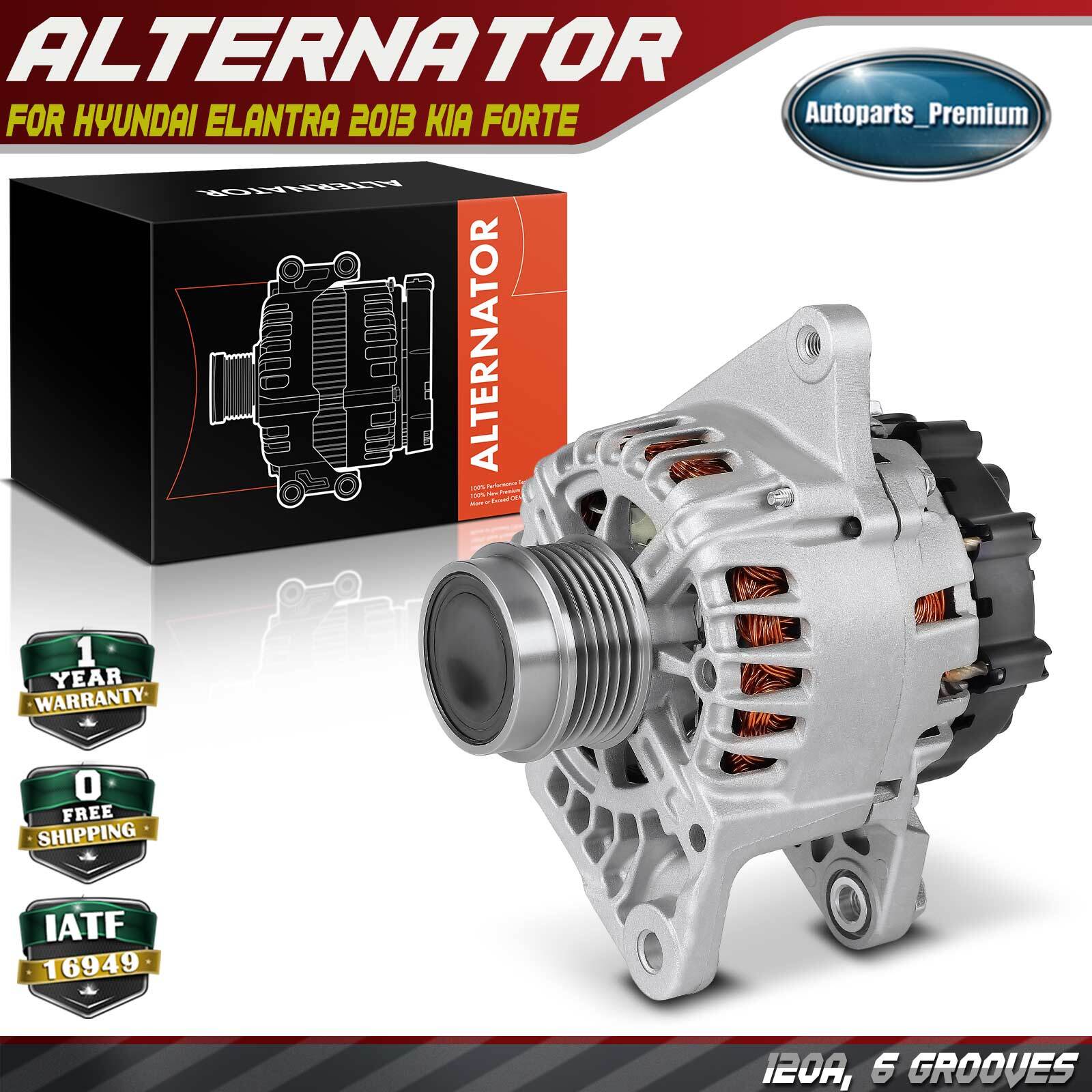 Alternator for Hyundai Elantra Kia Forte Soul 120A CW 6-Groove ...