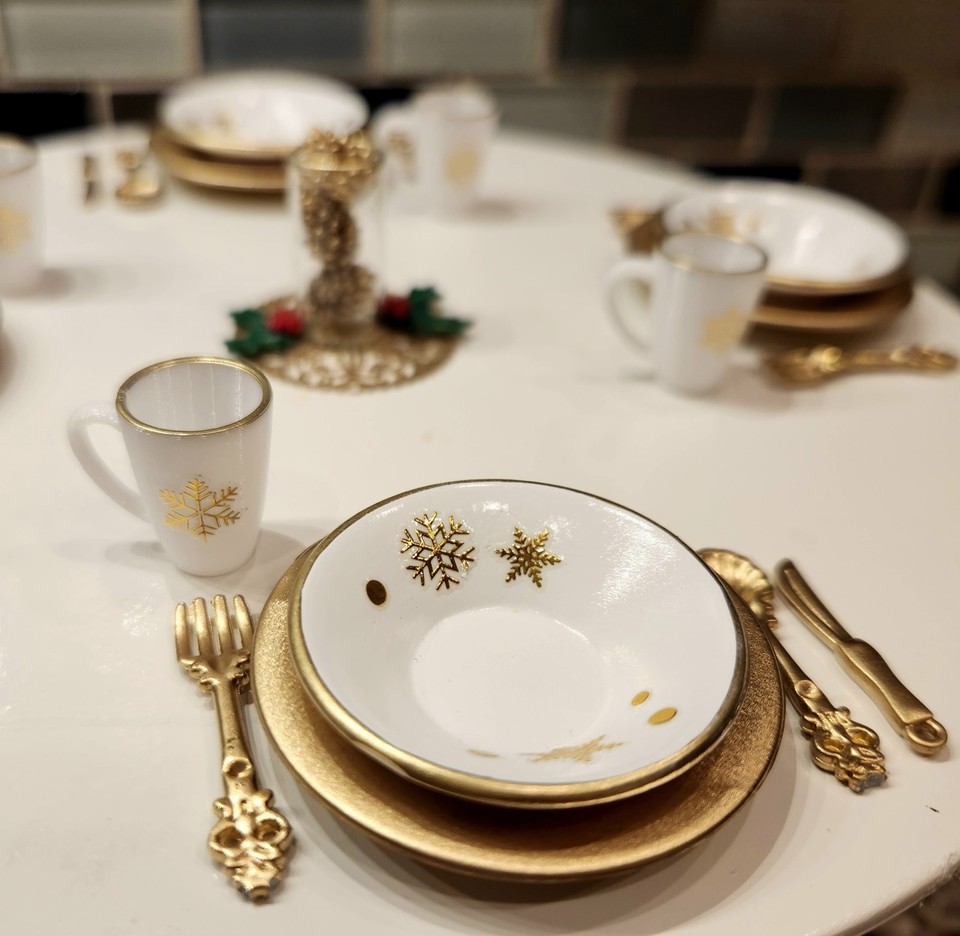 1:6 Scale Barbie Christmas Table Setting Fashion Doll Miniature ...