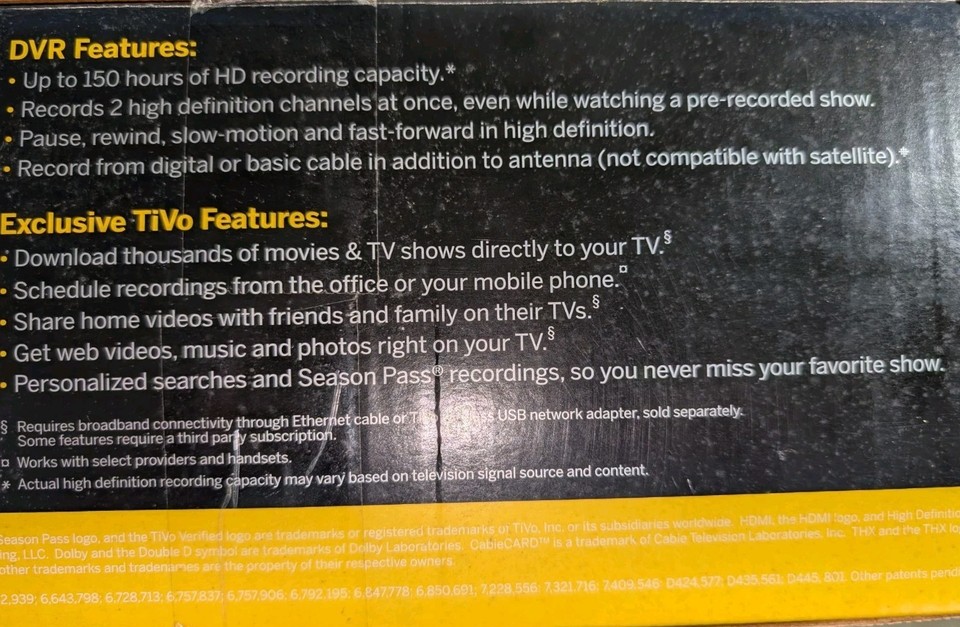 Tivo HD XL Series 3 DVR 1TB Video Model TCD658000 150 Hours - Factory ...