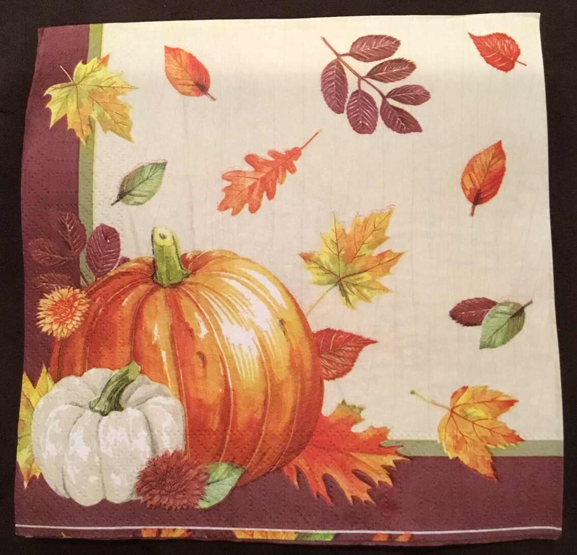 TWO Thanksgiving Autumn Fall Paper Napkins For Decoupage Cornucopia ...